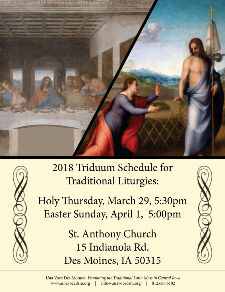 Holy Week Traditional Liturgies – Una Voce Des Moines